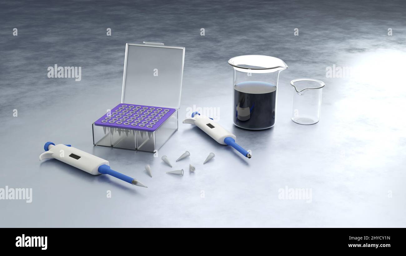 3D illustration, medical equipment for sampling. 3d rendering of vacuum ...