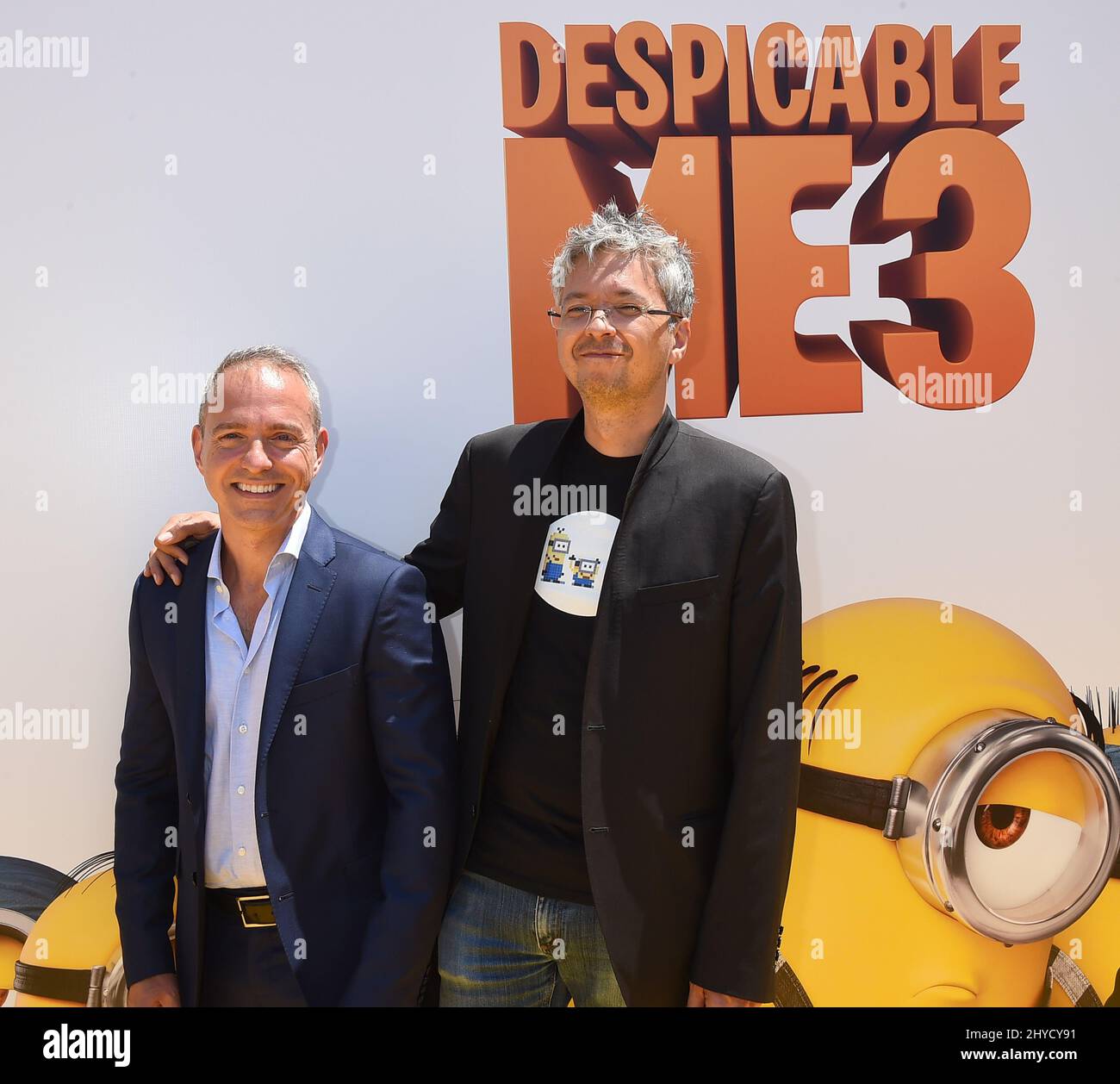Eric Guillon and Pierre Coffin attending the premiere of Despicable Me ...
