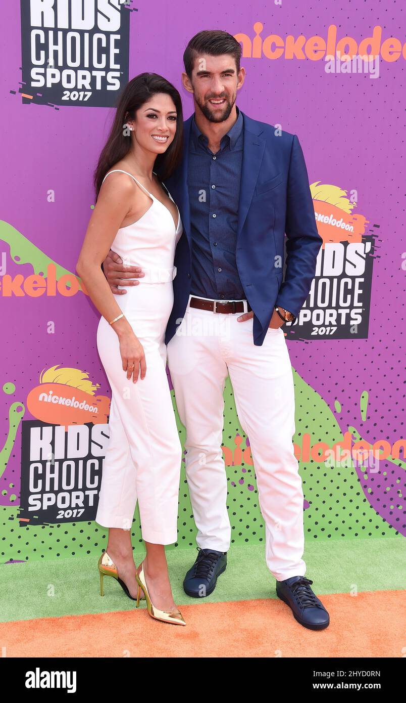 Nicole Johnson and Michael Phelps attending the Nickelodeon Kids' Choice Sports Awards 2017 ...