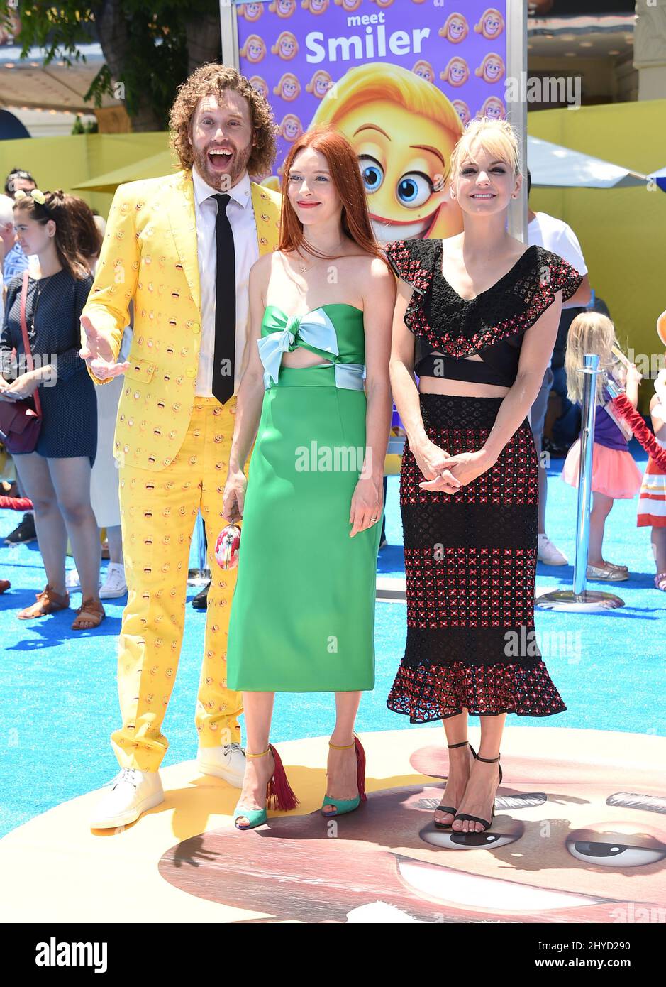 T.J. Miller, Kate Gorney and Anna Faris attending the Emoji Movie ...