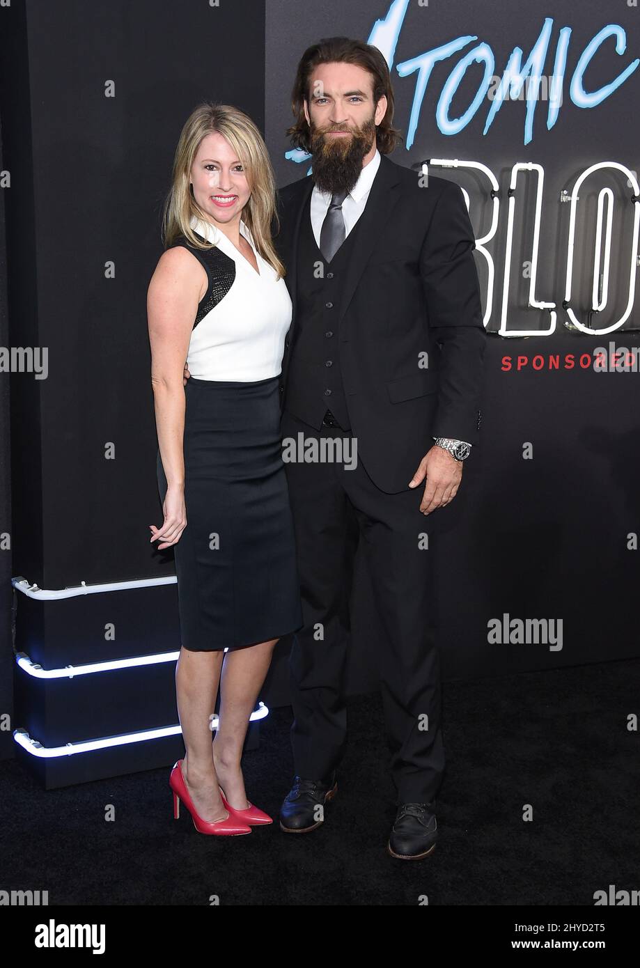 Sam Hargrave and Holly Jeter attending Atomic Blonde' American Premiere ...