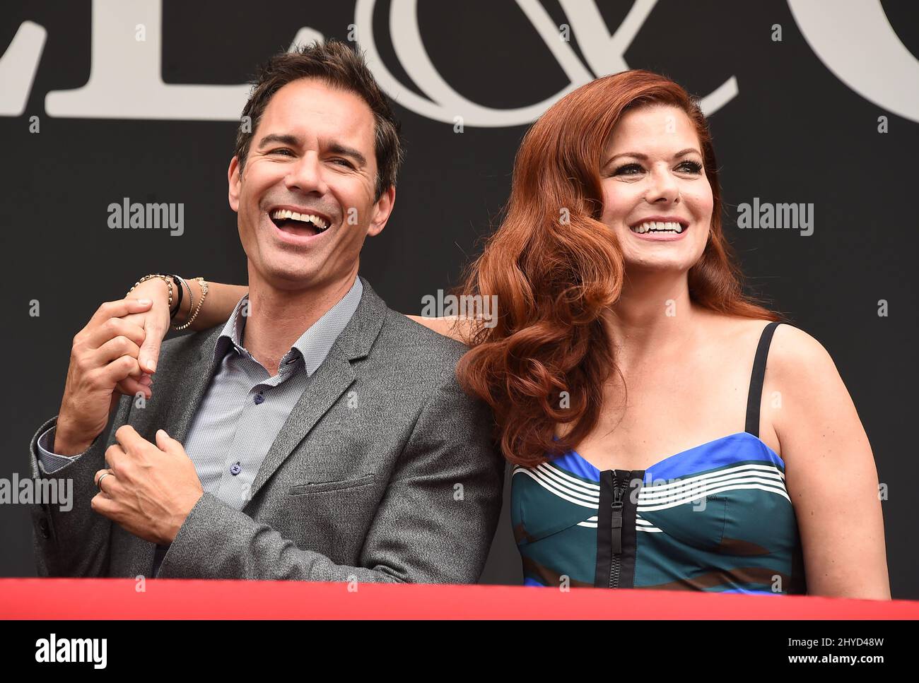Eric McCormack and Debra Messing arriving to the 'Will & Grace' Ribbon ...