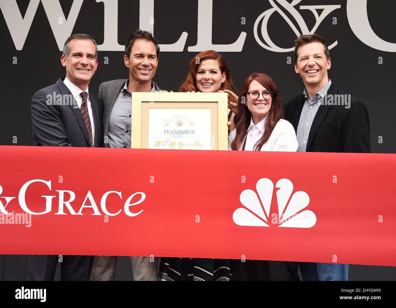 Eric Garcetti, Eric McCormack, Debra Messing, Megan Mullally and ...