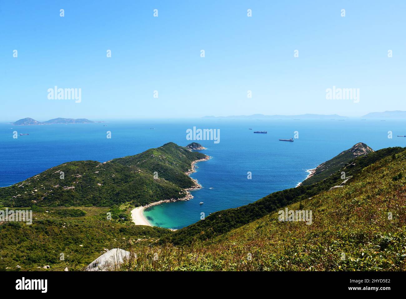 A view of Sham Wan beach from Mount Stenhouse in Hong Kong Stock Photo ...