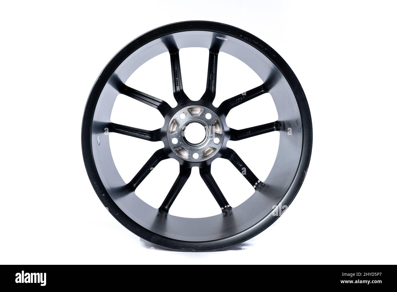 Modern car wheel isolated on a white background Stock Photo - Alamy