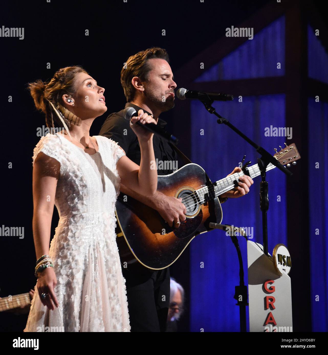 Clare Bowen and Charles Esten on stage during the Grand Ole Opry Total ...