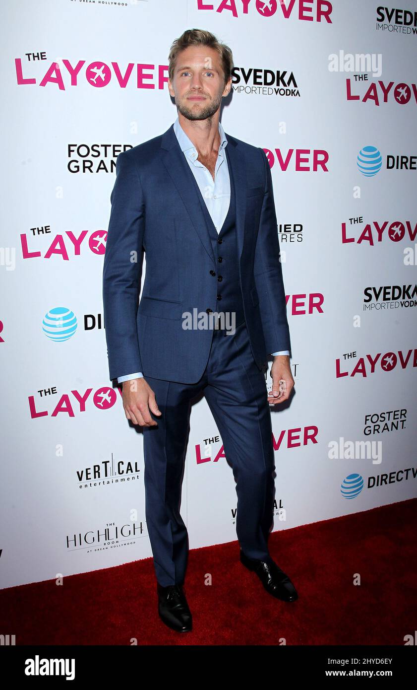 Matt Barr attending the premiere of The Layover in Los Angeles ...