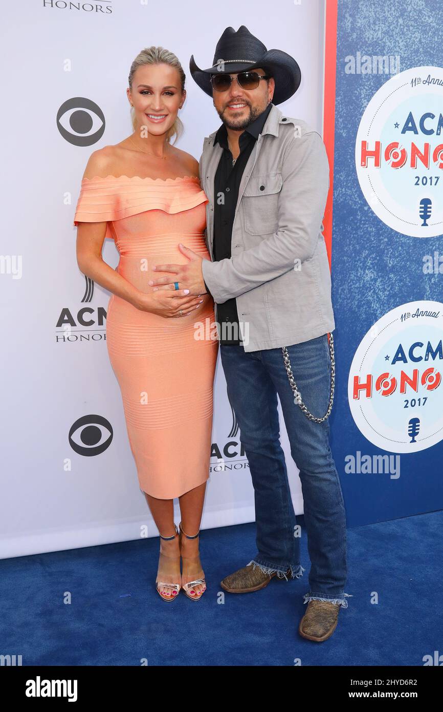 Jason Aldean, Brittany Kerr attending the 11th Annual ACM Music Awards ...