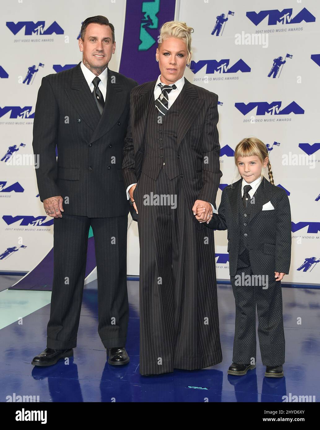 Carey Hart, Pink and Willow Hart attending the MTV Video Music Awards ...