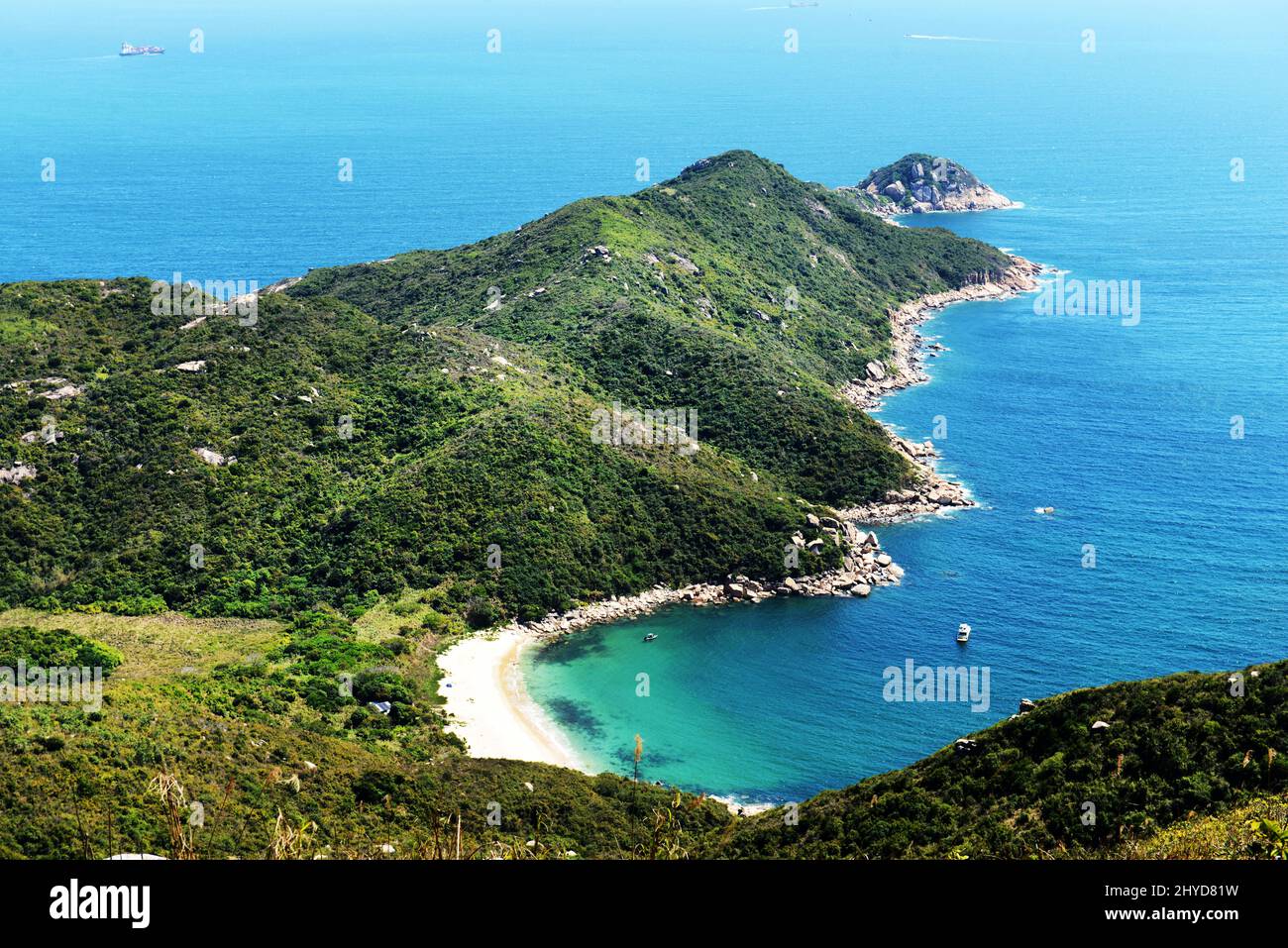 A view of Sham Wan beach from Mount Stenhouse in Hong Kong Stock Photo ...