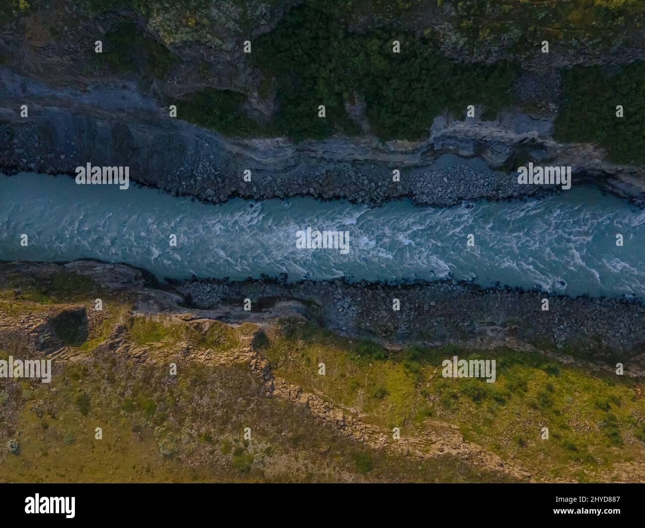 Beautiful cinematic aerial view of Iceland Gullfoss waterfall in the ...