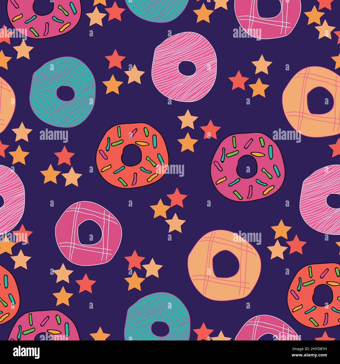 Glazed donuts yummy seamless pattern. Background for cafes, restaurants ...