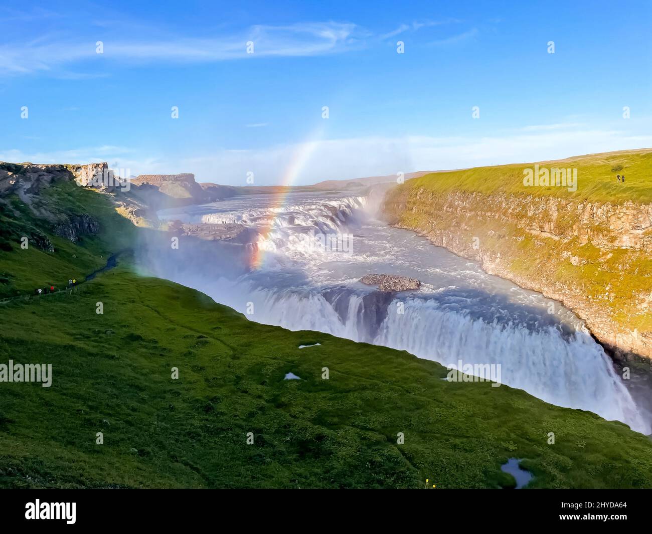 Beautiful cinematic aerial view of Iceland Gullfoss waterfall in the ...
