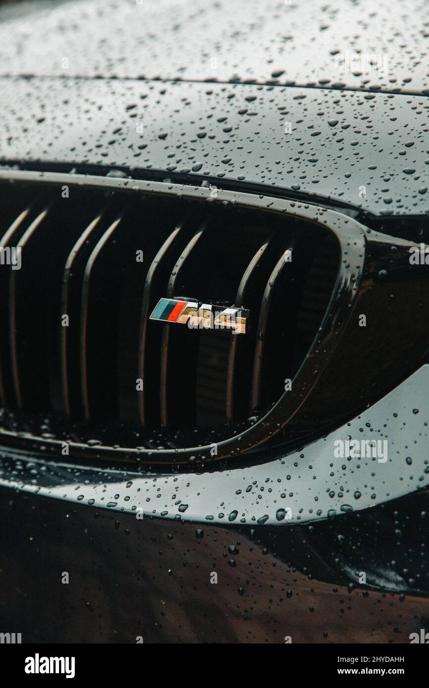 Vertical shot of radiator grille of BMW M4 during Supercar Saturdays ...