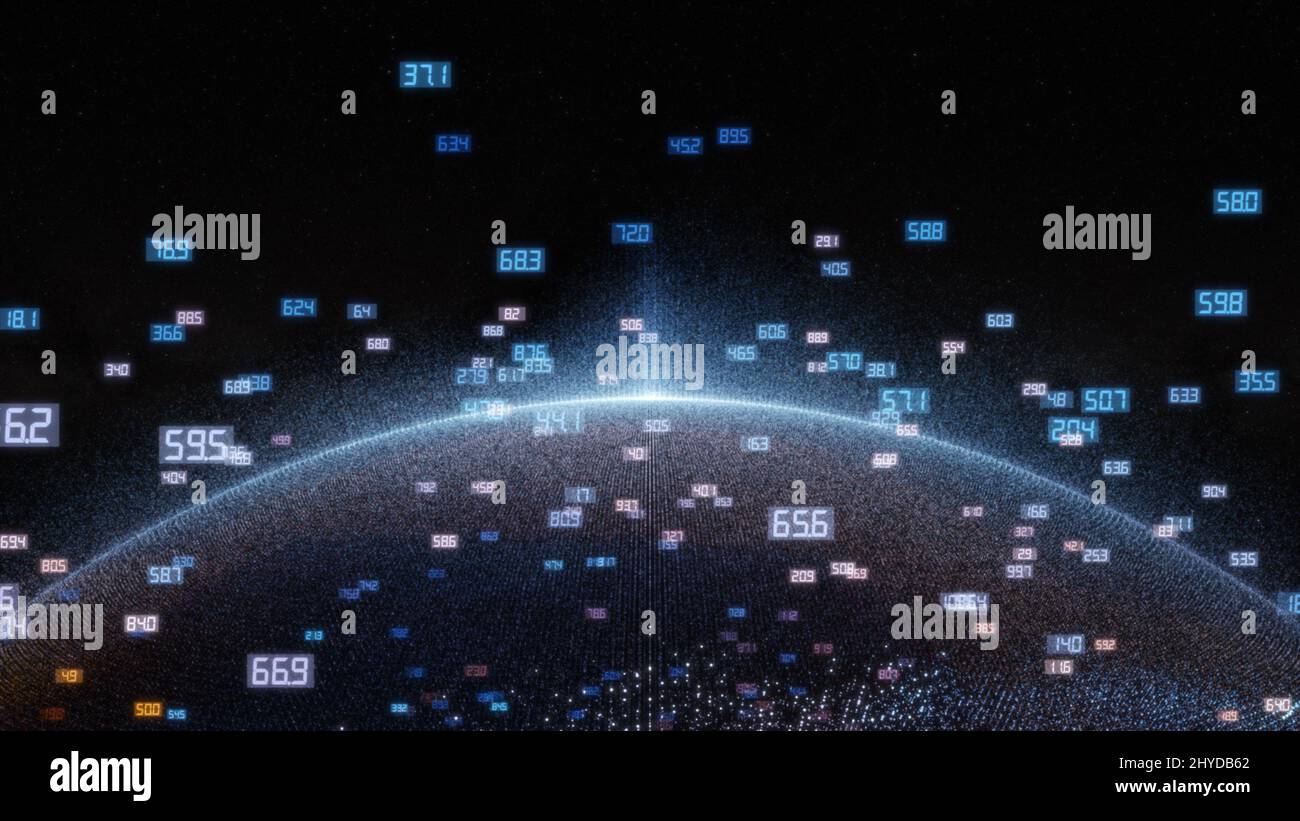 Earth and luminous elements with numbers Stock Photo - Alamy