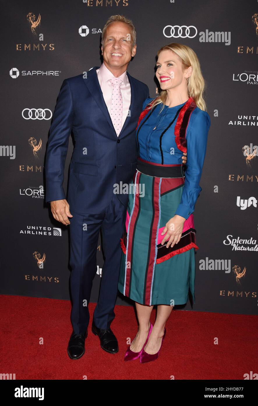 Patrick Fabian and Rhea Seehorn attending the 69th Emmy Awards ...