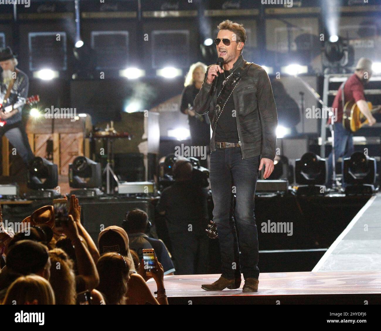 Eric Church performing at Route 91 Harvest Music Festival held at the ...