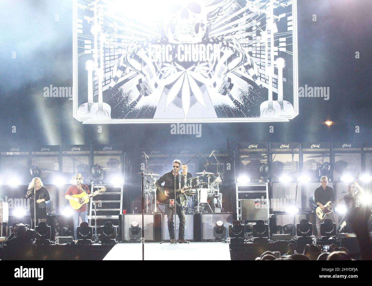 Eric Church performing at Route 91 Harvest Music Festival held at the ...