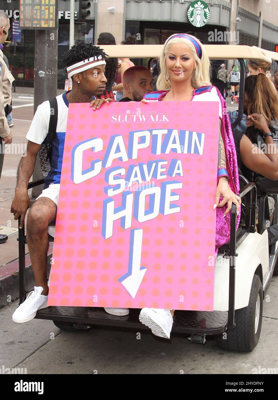 Amber Rose and 21 Savage attending the Third Annual Amber Rose SlutWalk ...