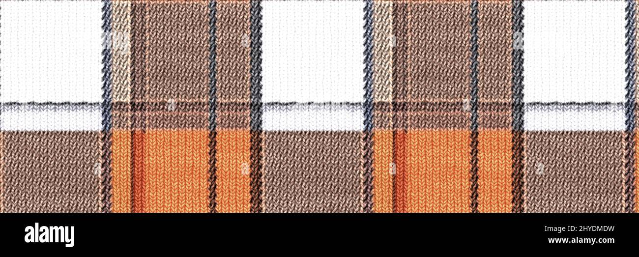 Classic winter tartan knit wool plaid seamless edging border. Retro ...