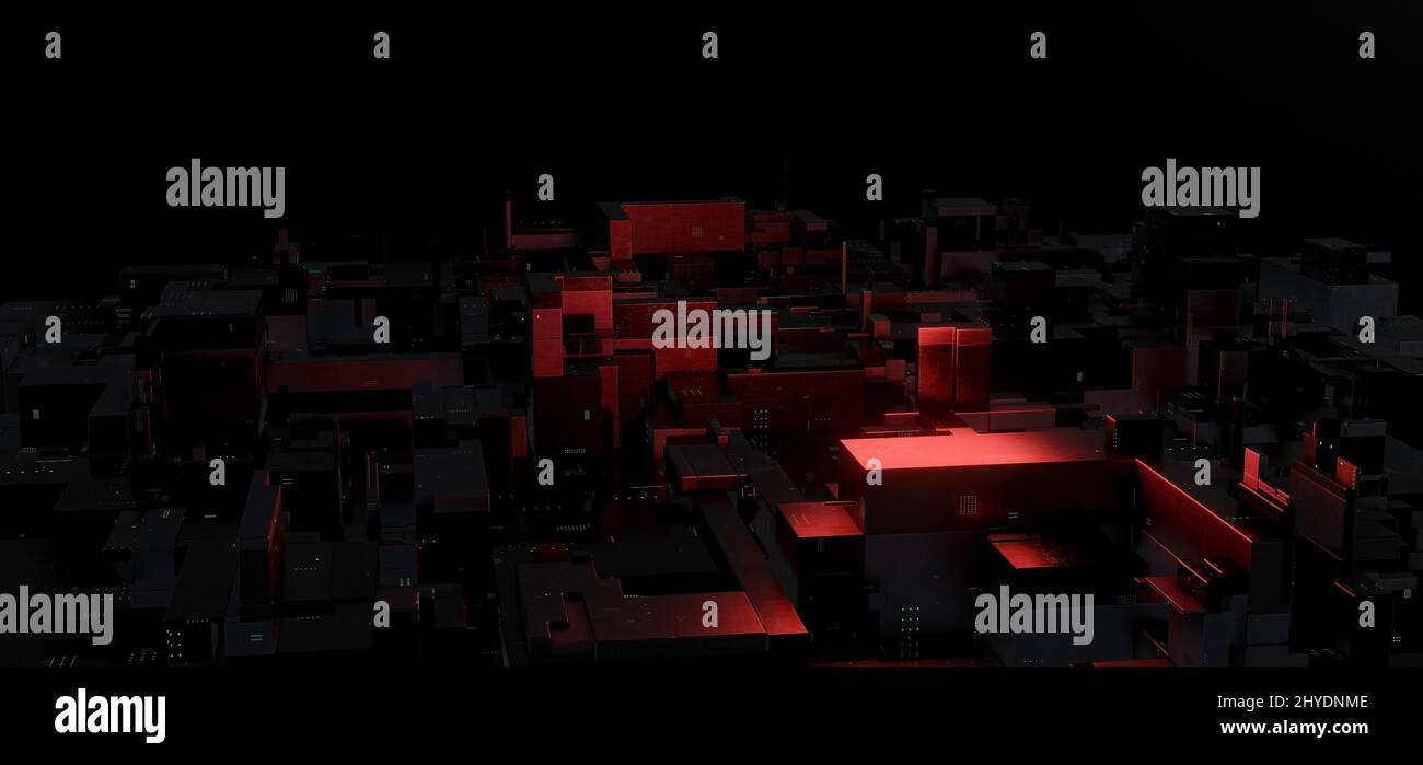 Abstract Computer SciFi Greebles Dark Black Colors Futuristic ...