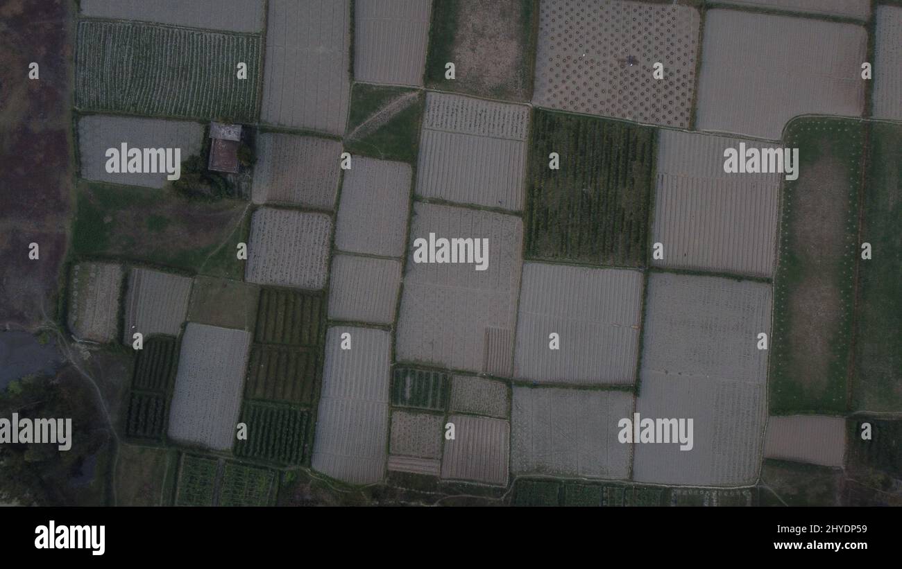 Bird's eye view of fields and and grasslands Stock Photo - Alamy
