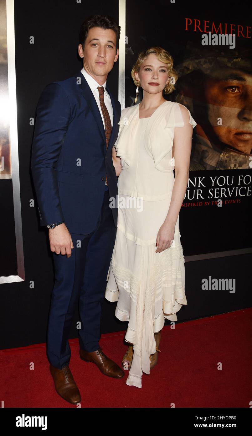 Miles Teller and Haley Bennett arriving for the 'Thank You For Your ...