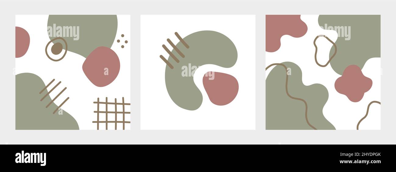 Abstract simple design painting, three pcs, vector Stock Vector Image ...