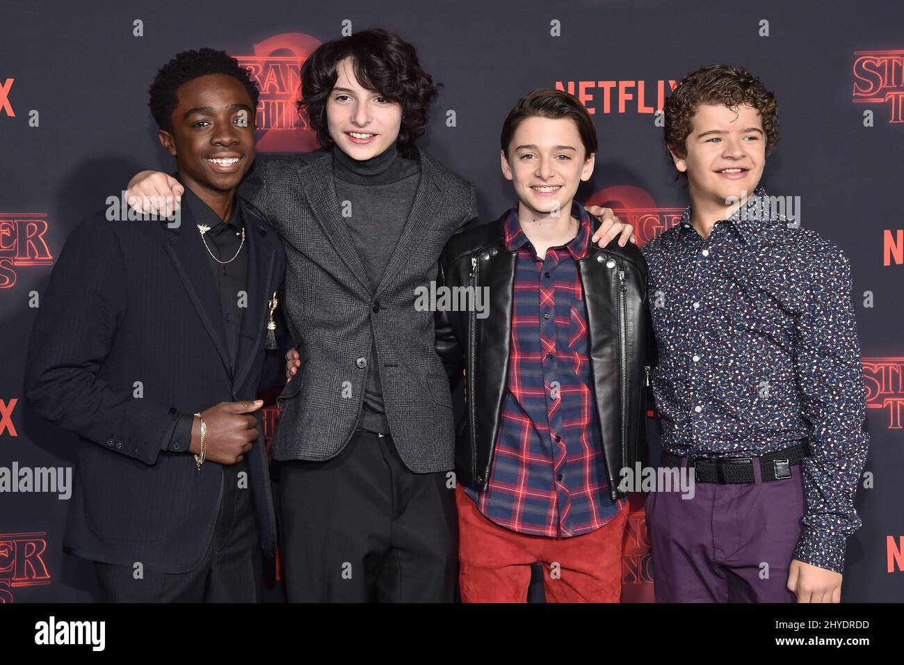 Caleb McLaughlin, Noah Schnapp,Gaten Matarazzo, Finn Wolfhard and Millie Bobby Brown attending ...