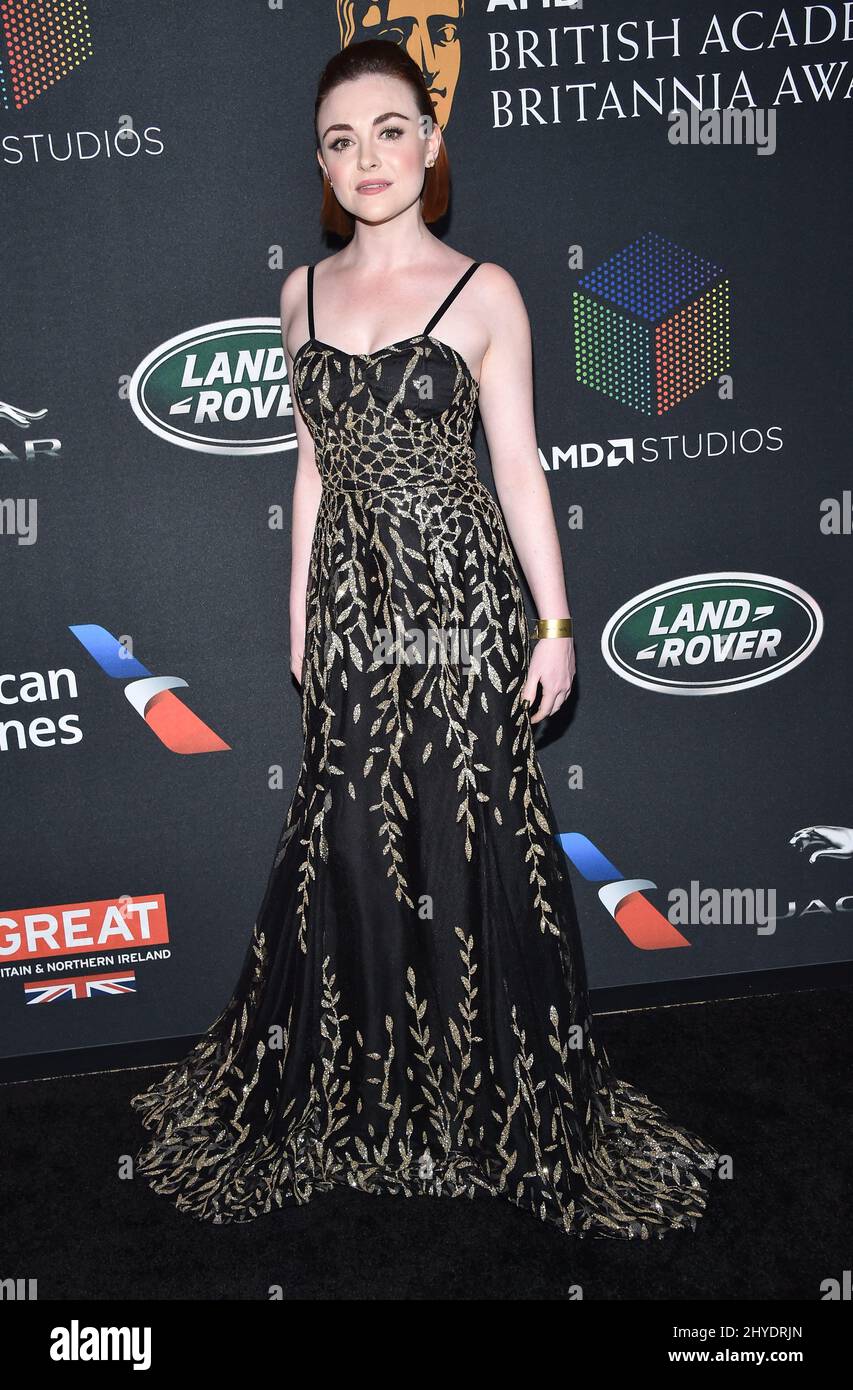 Cassie Compton attending the 2017 AMD British Academy Britannia Awards ...