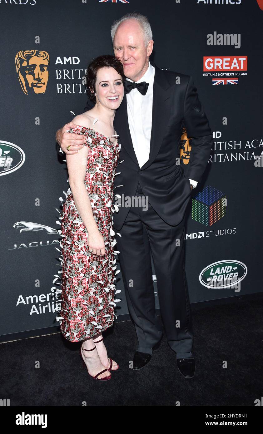 Claire Foy and John Lithgow attending the 2017 AMD British Academy ...