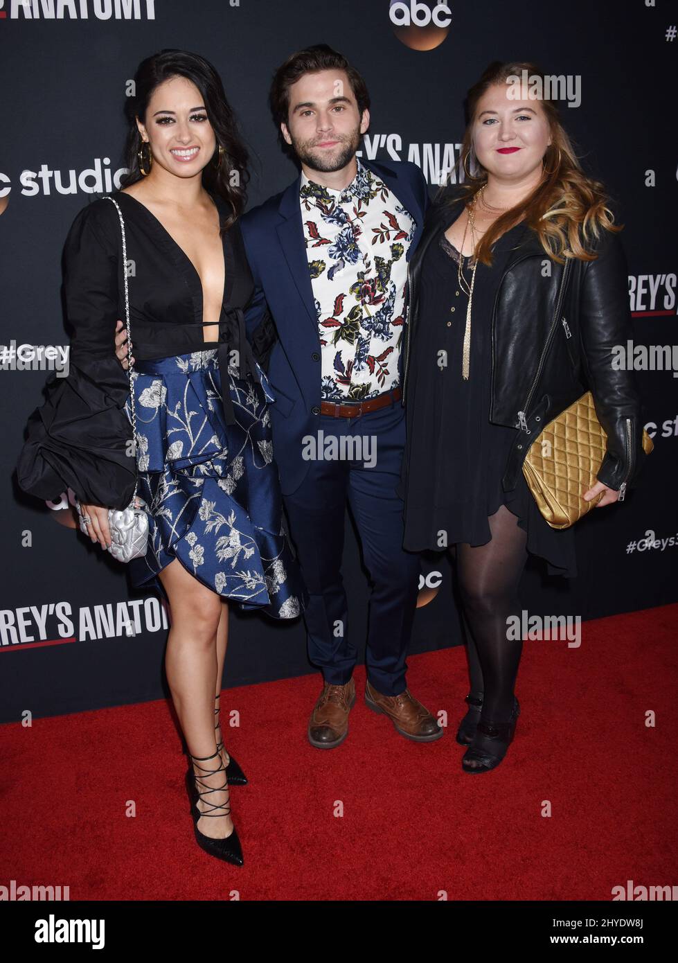Jeanine Mason, Jake Borelli and Jaicy Elliott attending Grey's Anatomy ...