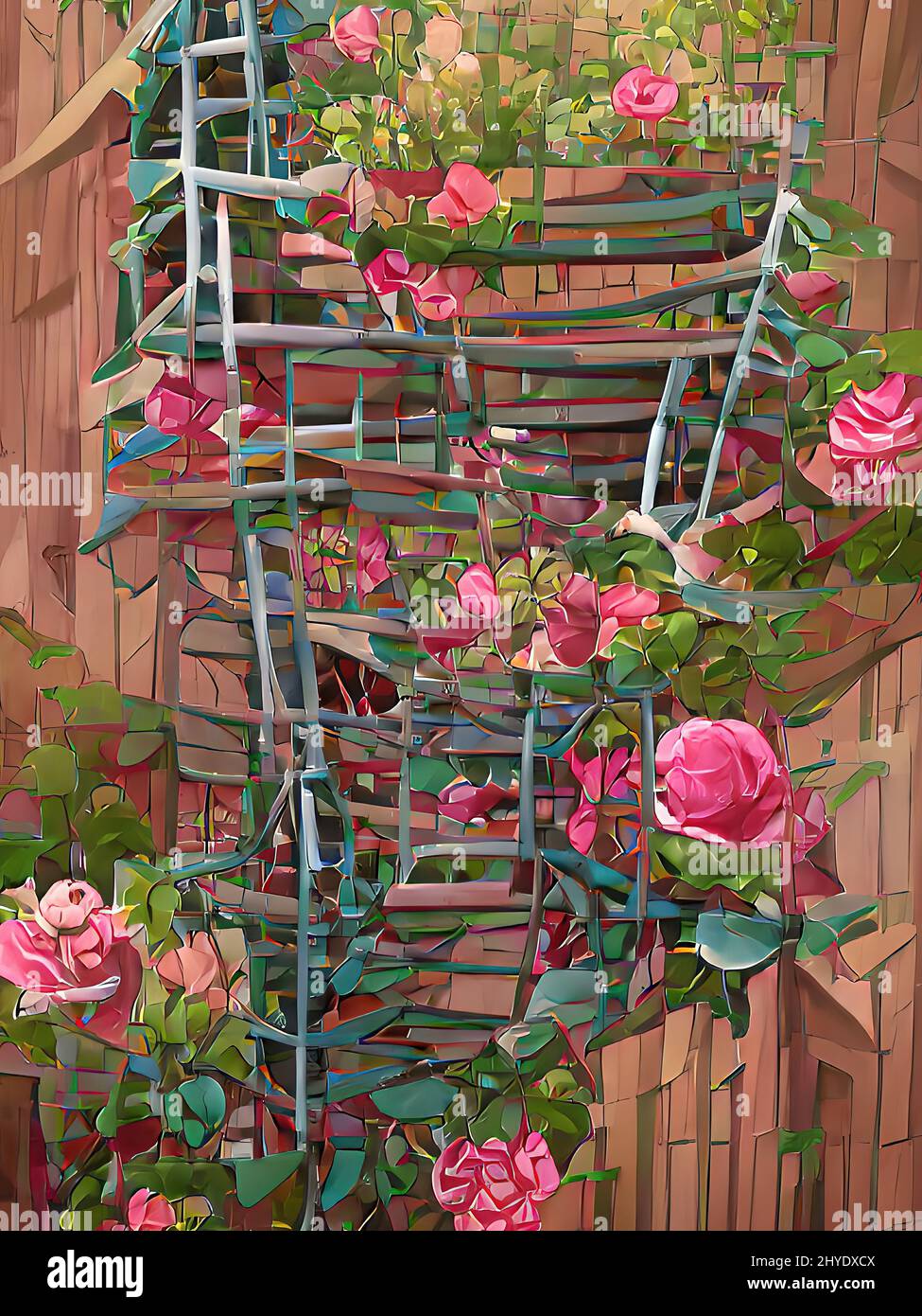 Beautiful digital drawing of climbing roses with trellis - wallpaper ...