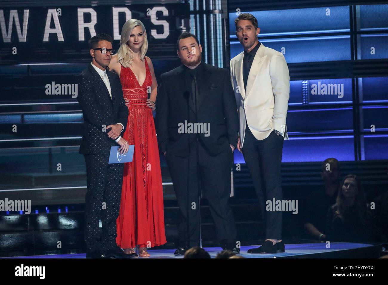 Karlie Kloss and Bobby Bones and Luke Combs and Brett Young attending ...