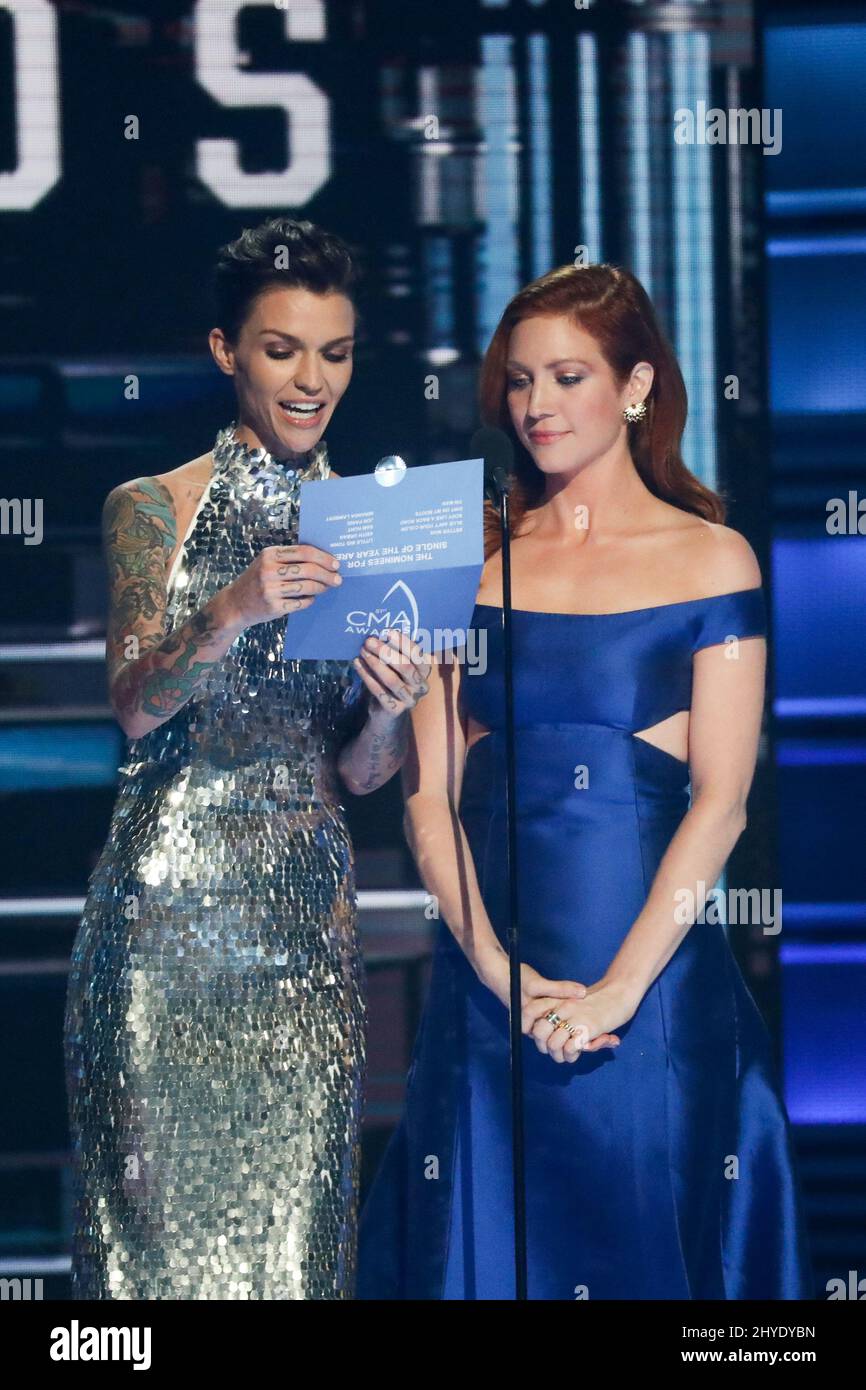 Ruby Rose and Brittany Snow attending the 51st Annual Country Music ...