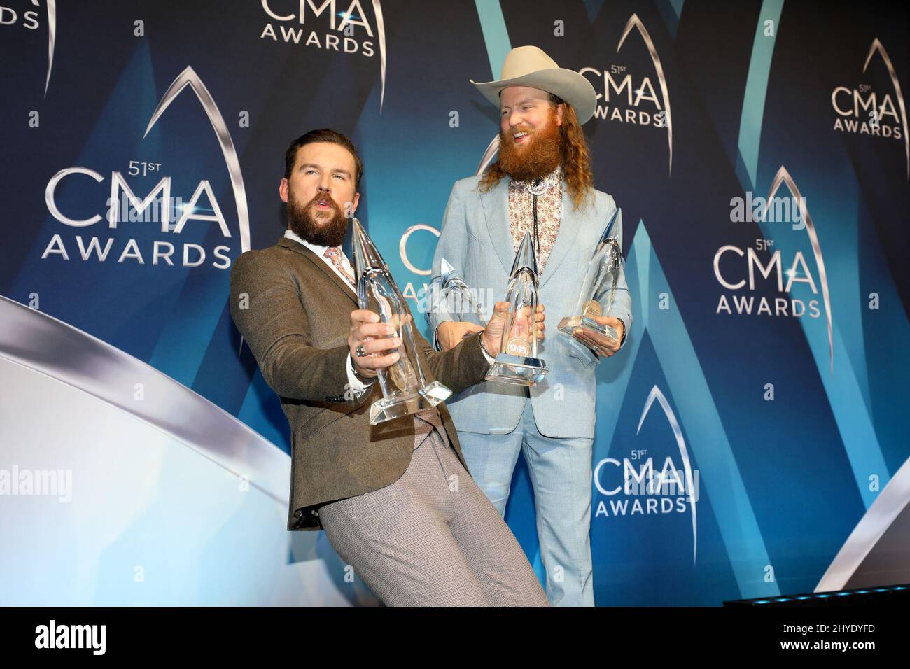 T.J. Osborne and John Osborne of Brothers Osborne attending the 51st ...