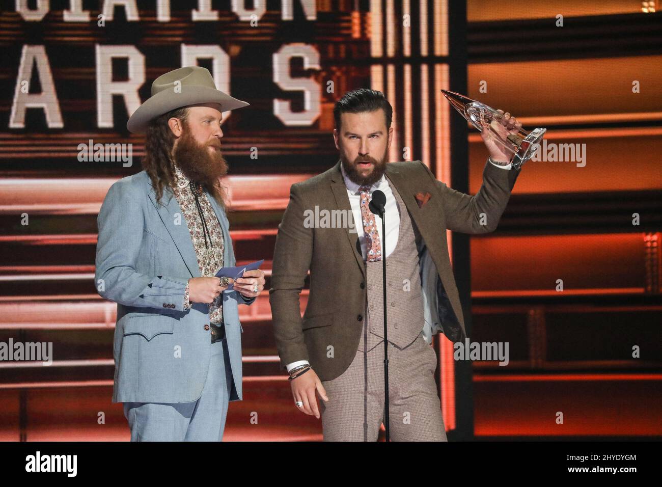 T.J. Osborne and John Osborne of Brothers Osborne attending the 51st ...