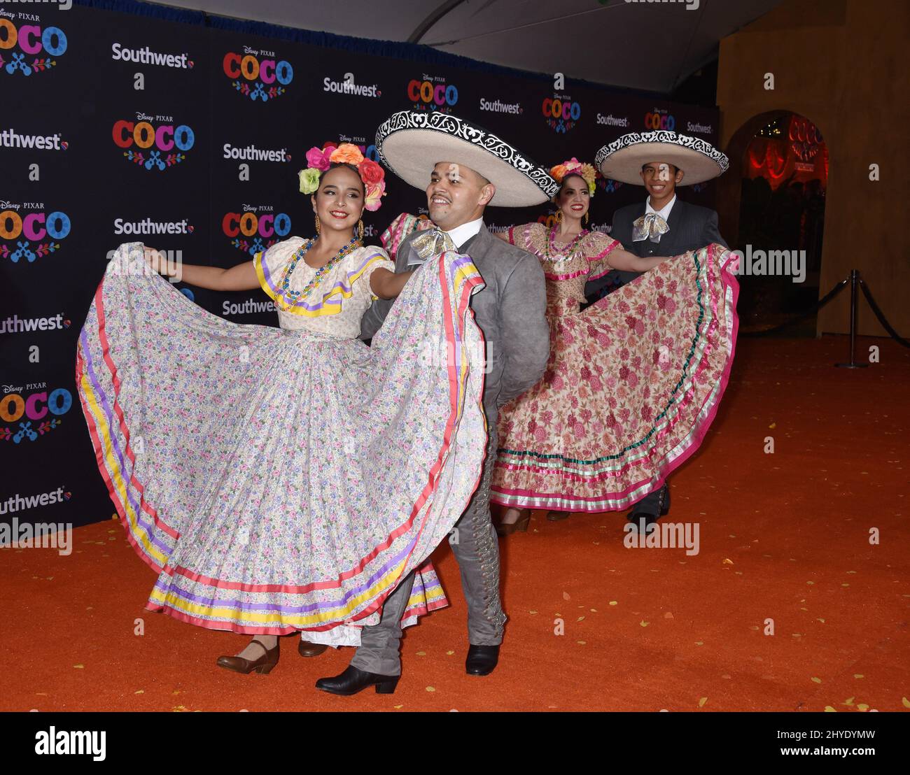 Dancers attending the premiere of Coco in West Hollywood, California ...