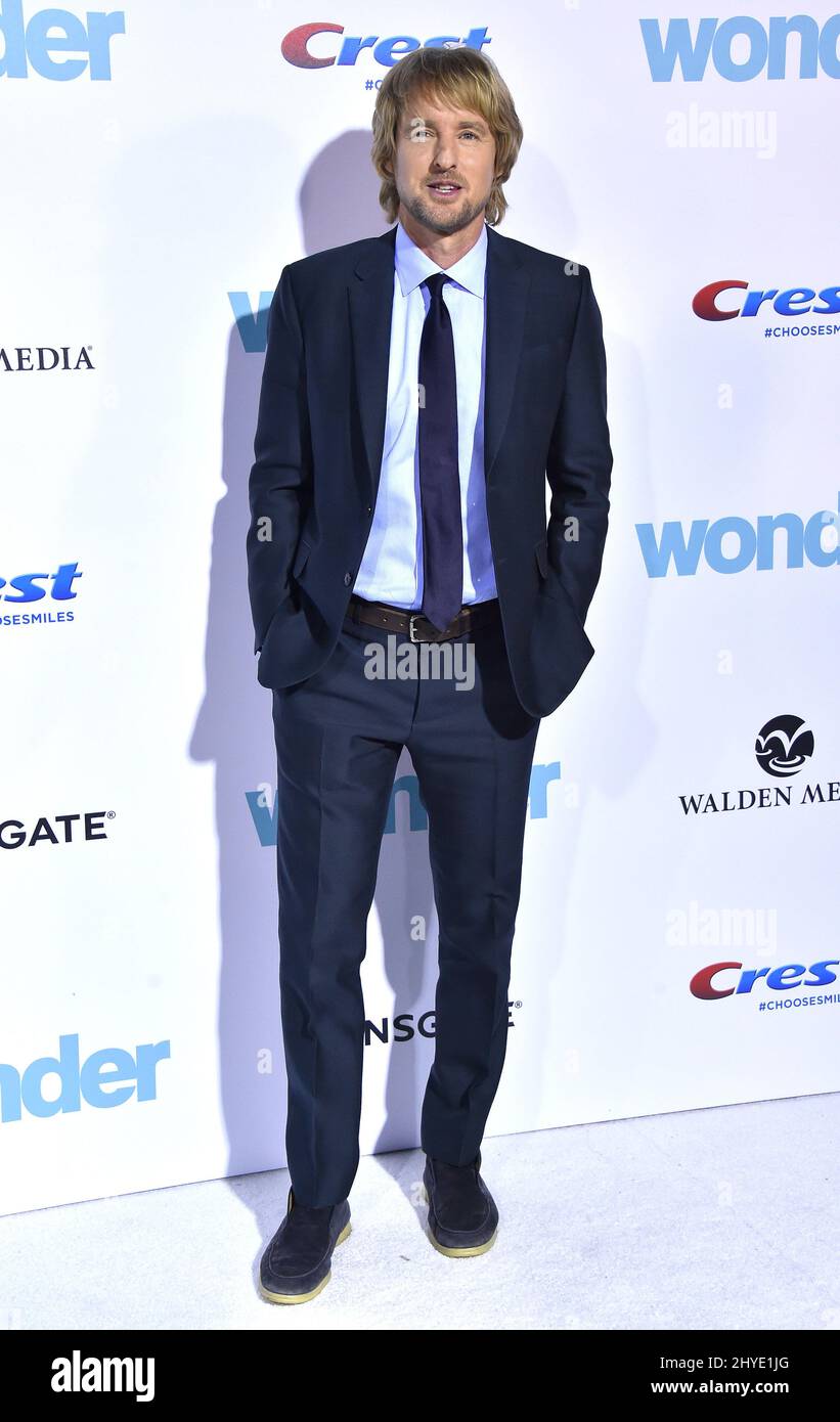 Owen Wilson attending the premiere of Wonder in Westwood, California ...