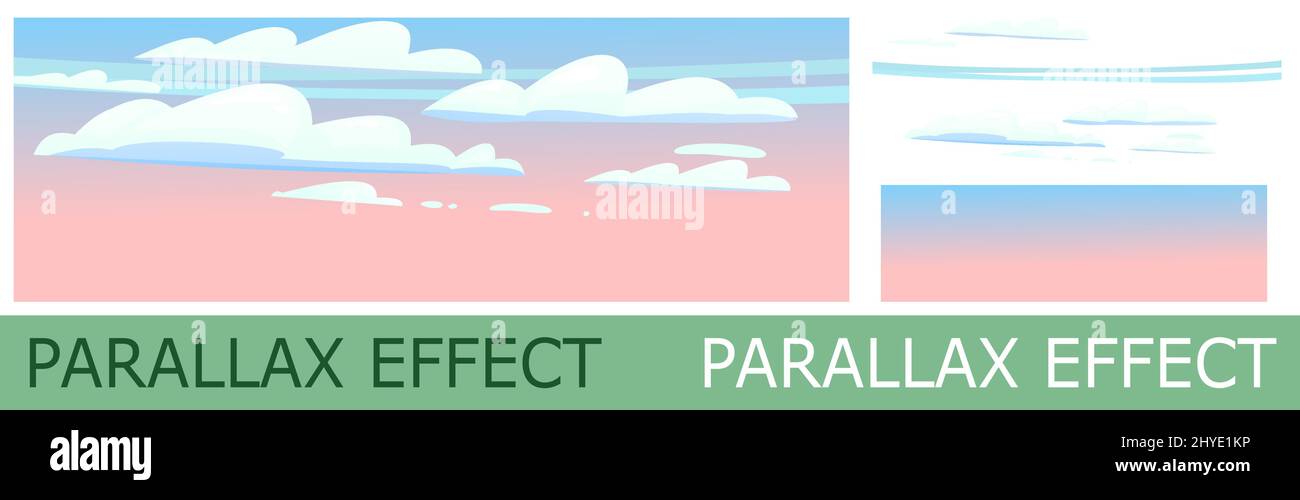 Evening or morning sky with clouds and airplane trails. Cute cartoon ...