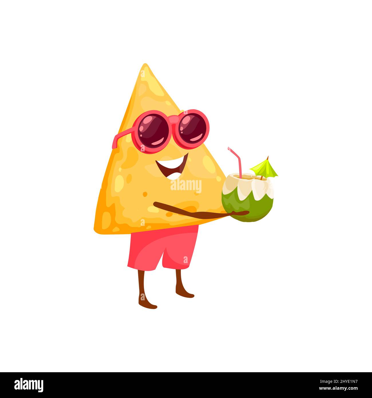 Cute nachos cartoon character on summer vacation holiday resting with ...