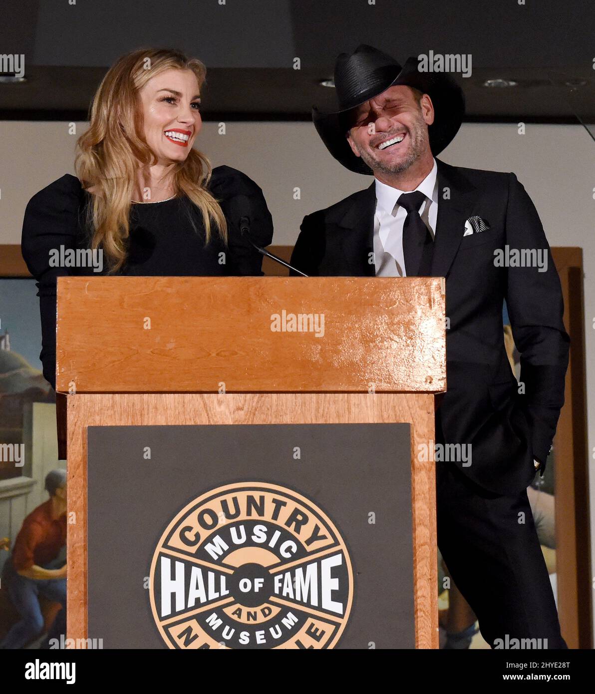 Faith Hill and Tim McGraw speak to their friends and family at the ...