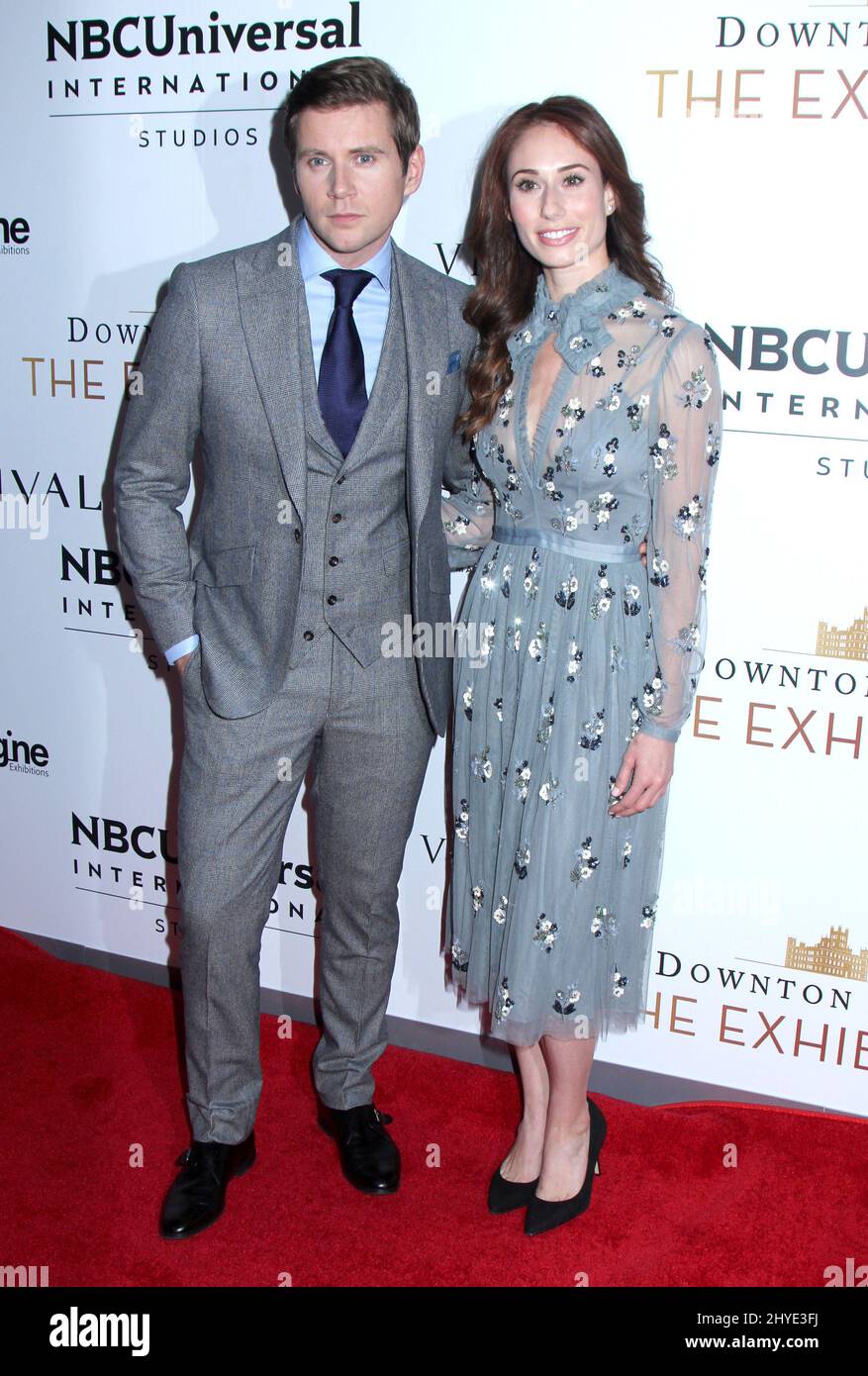 Allen Leech & Jessica Blair Herman attending the Downton Abbey Exhibit ...