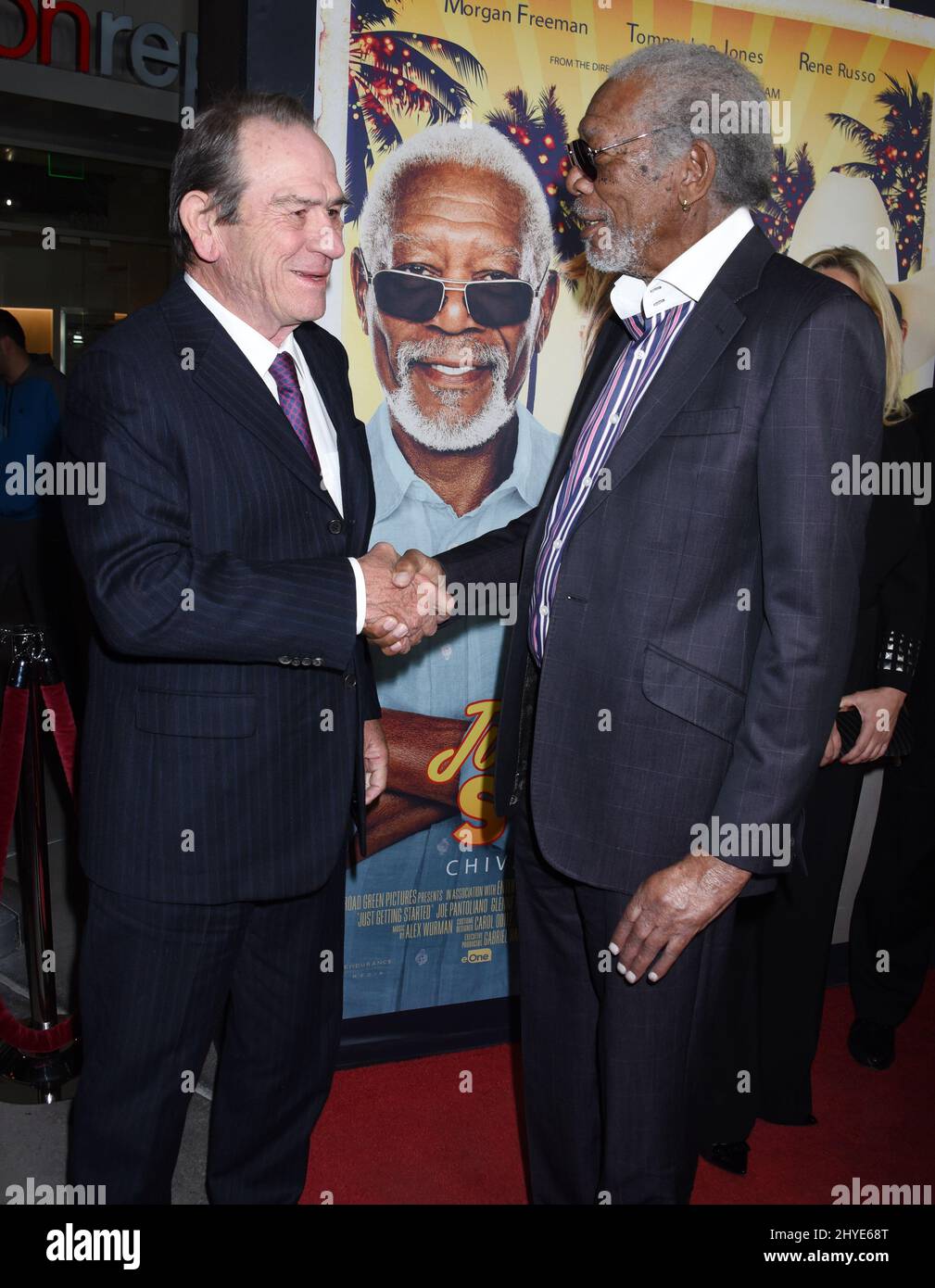 Tommy Lee Jones And Morgan Freeman Attending Premiere Of Just Getting Started In Los Angeles