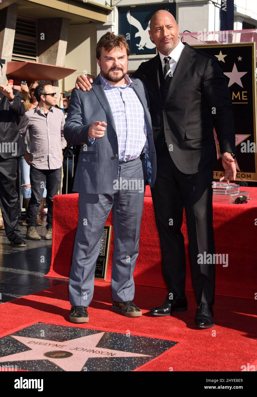 Jack Black and Dwayne Johnson at the Dwayne Johnson star ceremony on ...