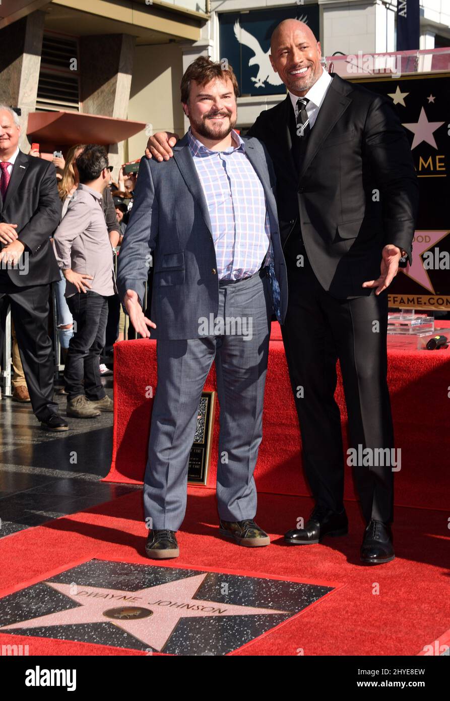Jack Black and Dwayne Johnson at the Dwayne Johnson star ceremony on ...