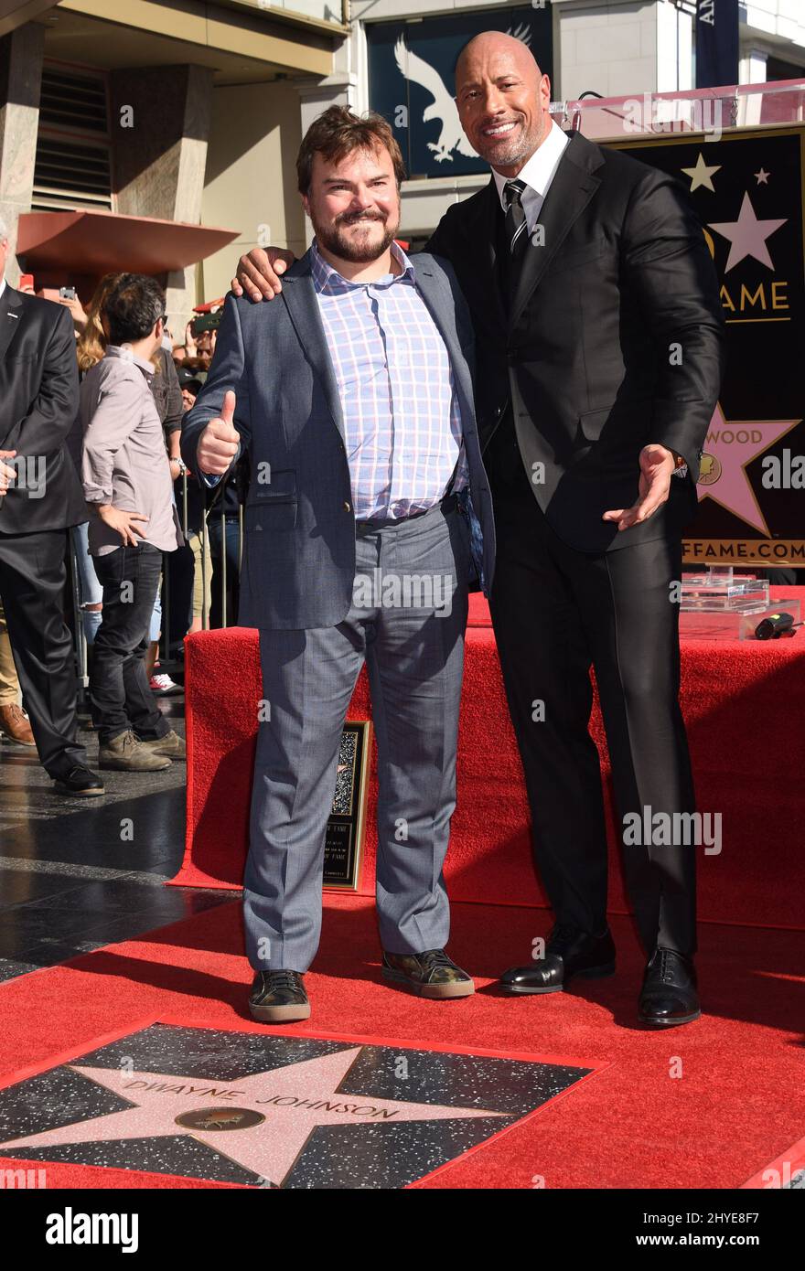 Jack Black and Dwayne Johnson at the Dwayne Johnson star ceremony on ...