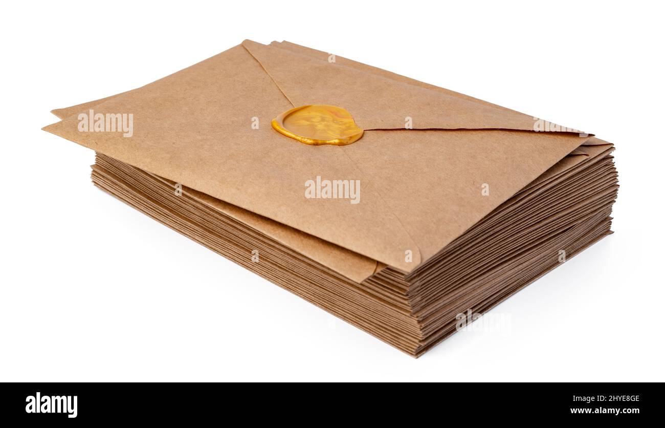 Brown craft envelope isolated on white background Stock Photo - Alamy
