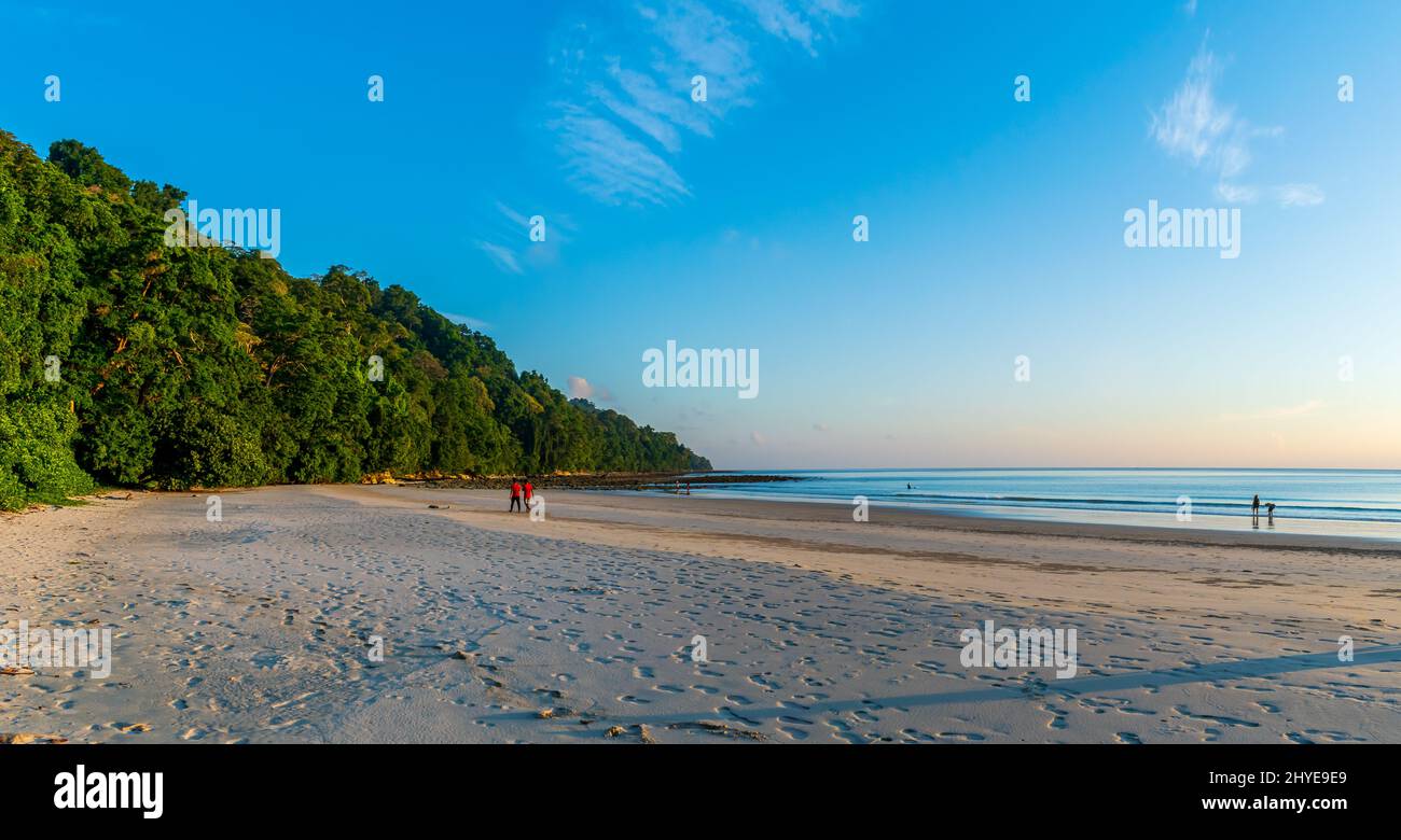 sunset over the sea, Radhanagar Beach, Havelock Island, Andaman, India ...