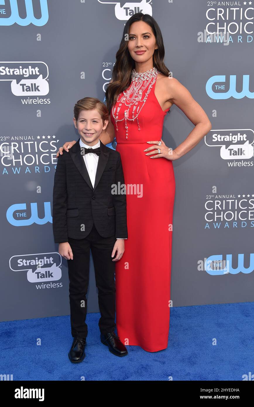 Jacob Tremblay (right) and Olivia Munn at the 23rd Annual Critics ...